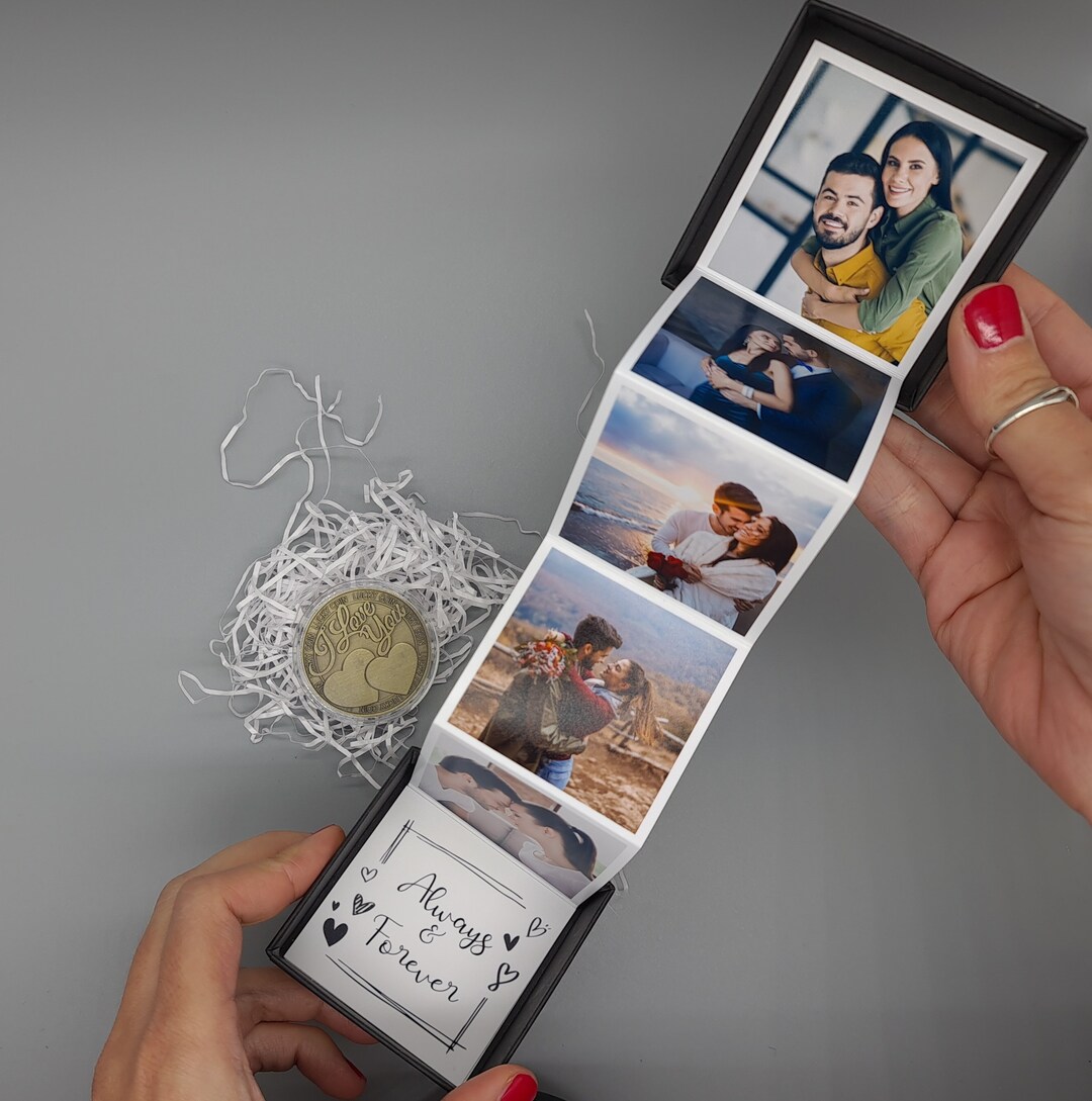 Personalised Photo Pull up Gift Box With Love You Coin for Birthday ...