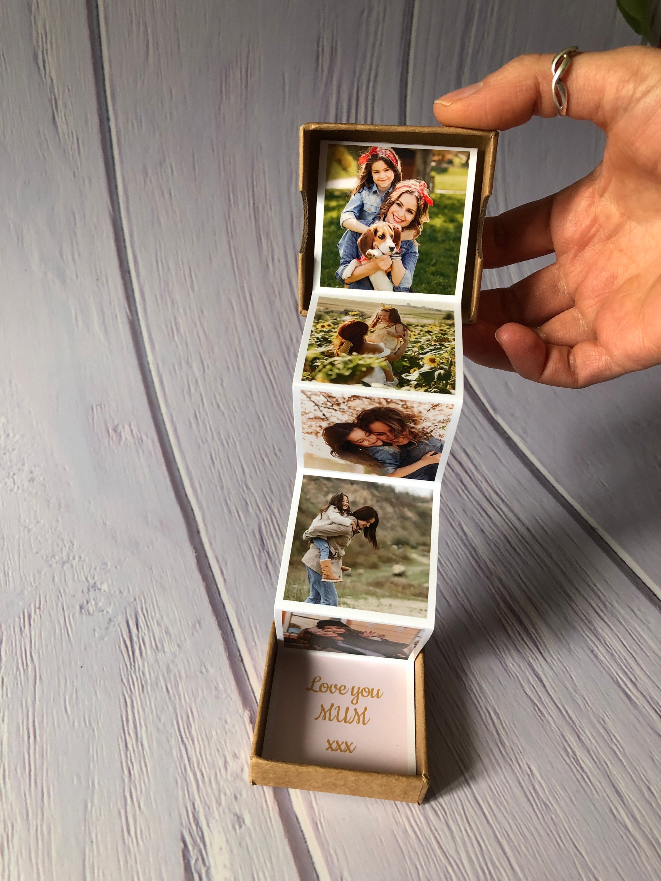 Personalised photo pull up gift box for Mothers birthday or | Etsy