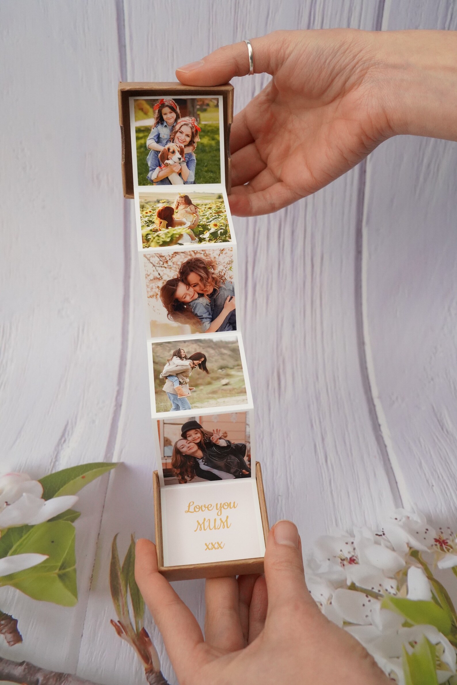 Personalised photo pull up gift box for Mothers birthday or | Etsy