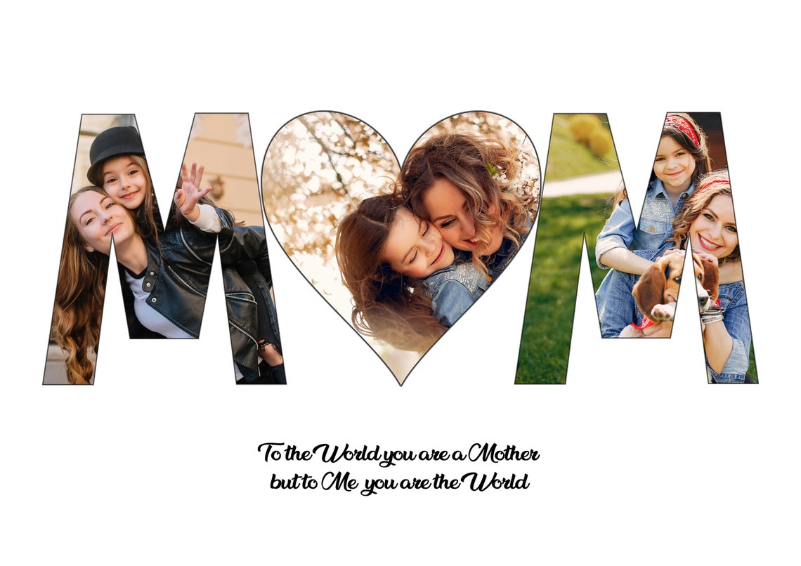 MUM / MOM photo collage with your quote wall art printed or | Etsy