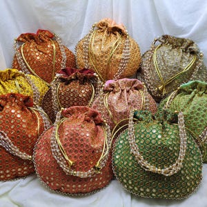 Indian Ethnic Potli Bags With Pearl Handle | Handmade Embroidered ...