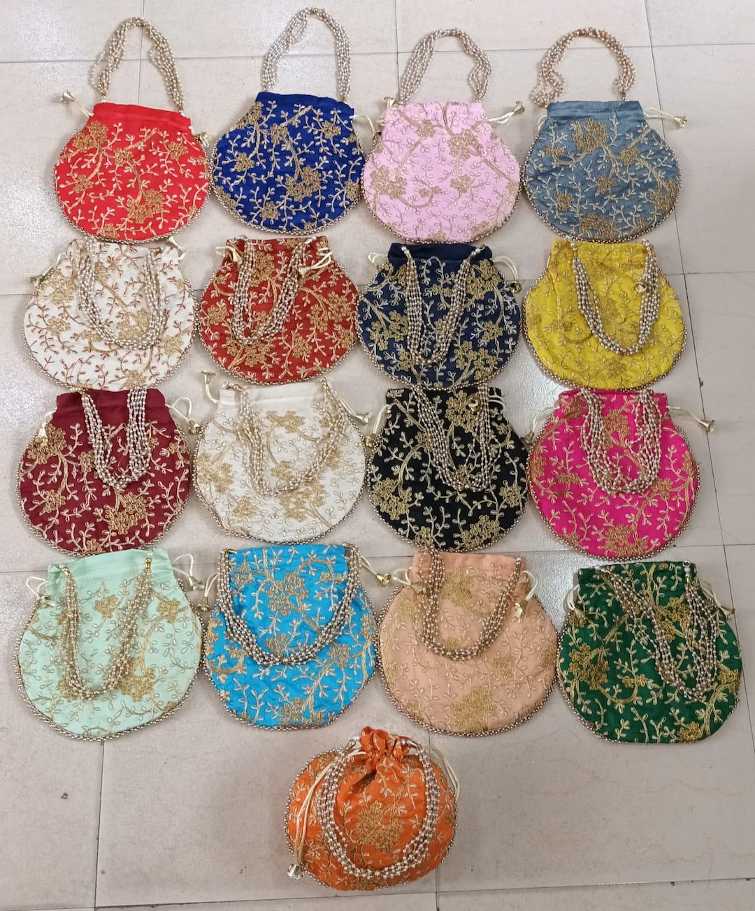 Mix Lot of 100 Indian Handmade Women's Embroidered Clutch Purse Potli ...