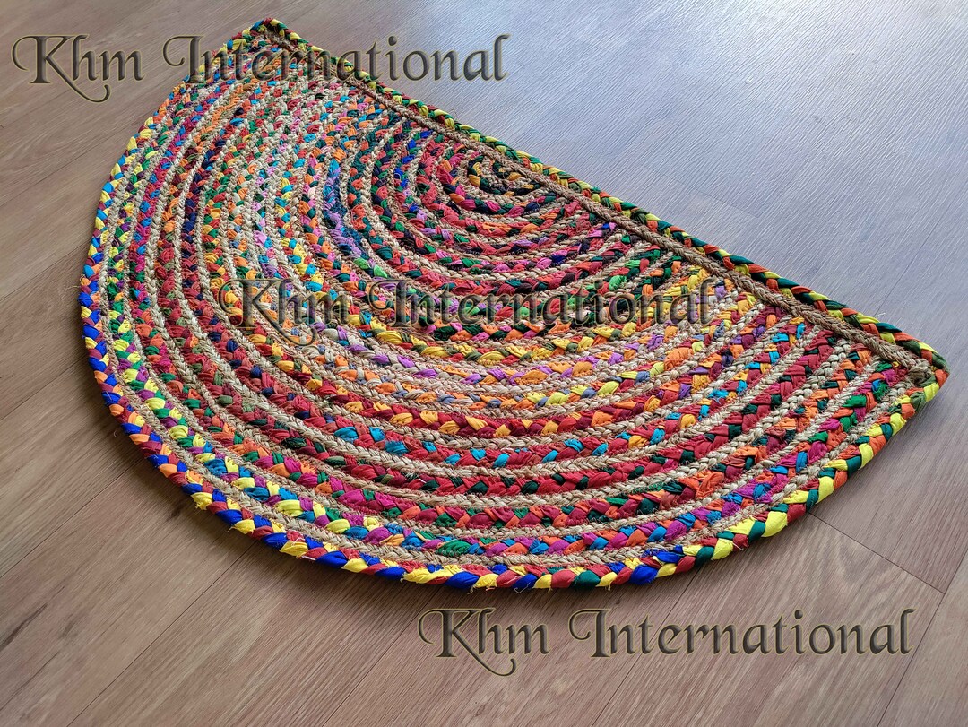Multi Chindi Half Circle Rug Half Round Entryways Rug - Etsy