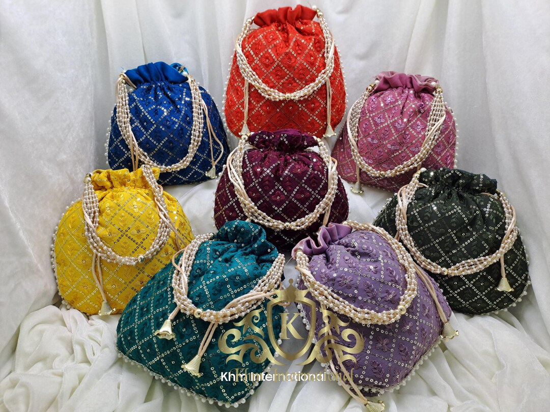 Lot of 100 Indian Handmade Women's Embroidered Clutch Purse Potli Bag ...