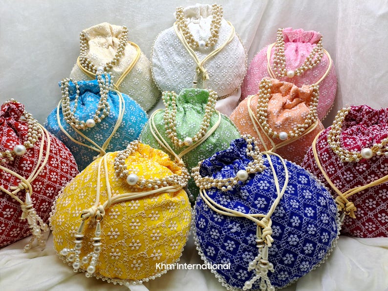 Embroidered Potli Bags, Indian Wedding Favor Pouches, Bridesmaid Return ...