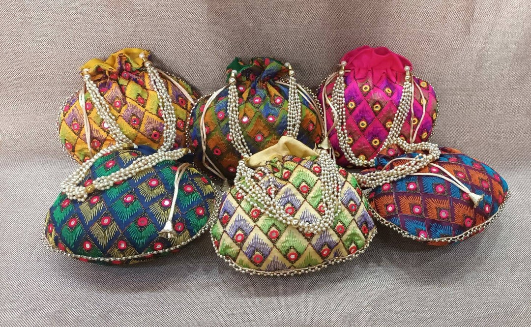 Lot of 100 Indian Handmade Women's Embroidered Clutch Purse Potli Bag ...