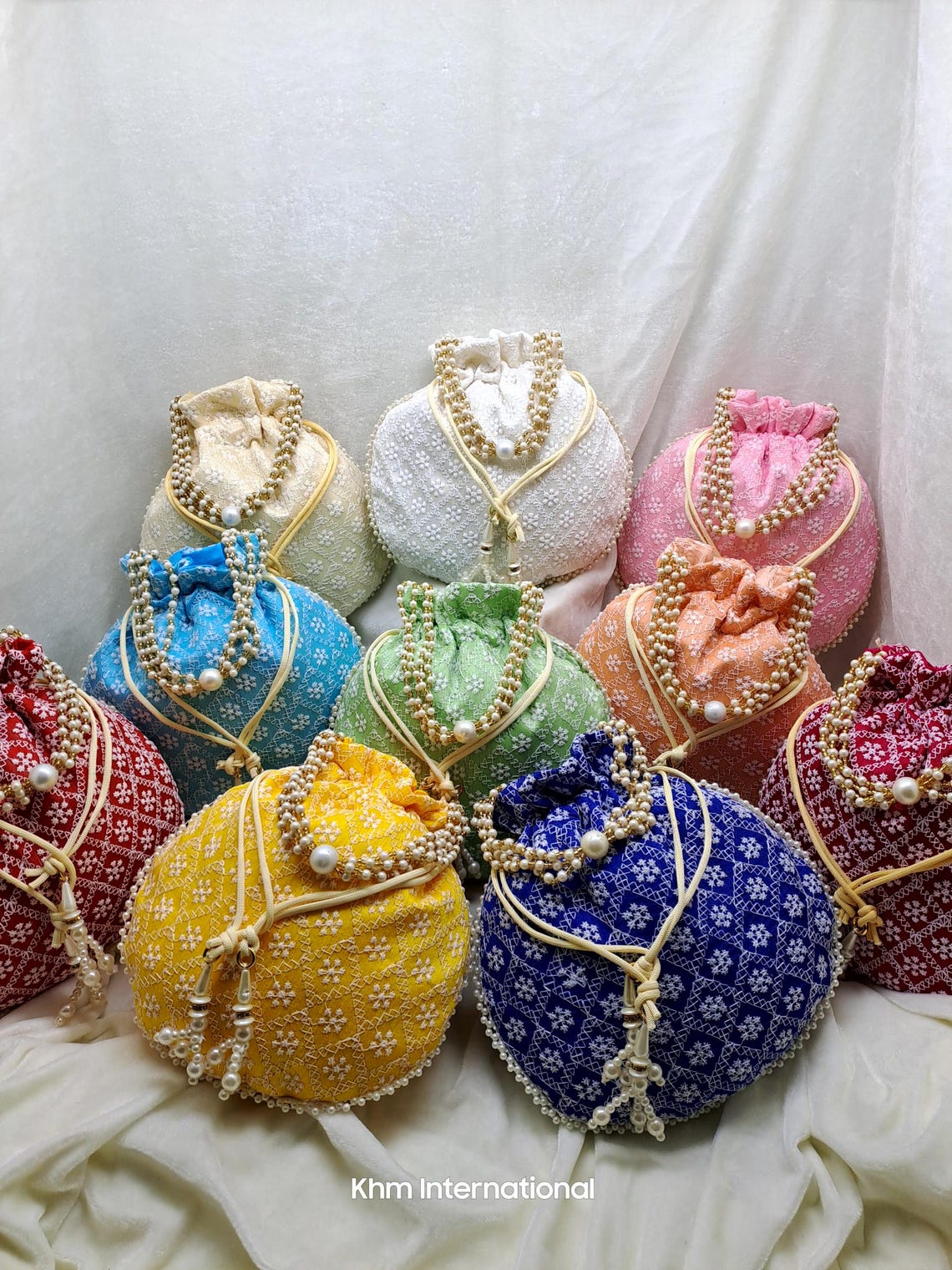 Embroidered Potli Bags, Indian Wedding Favor Pouches, Bridesmaid Return ...