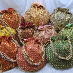 Indian Ethnic Potli Bags With Pearl Handle | Handmade Embroidered ...