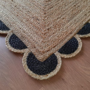 Black Jute Scalloped Rug Scalloped Jute Rug Boho Rug - Etsy