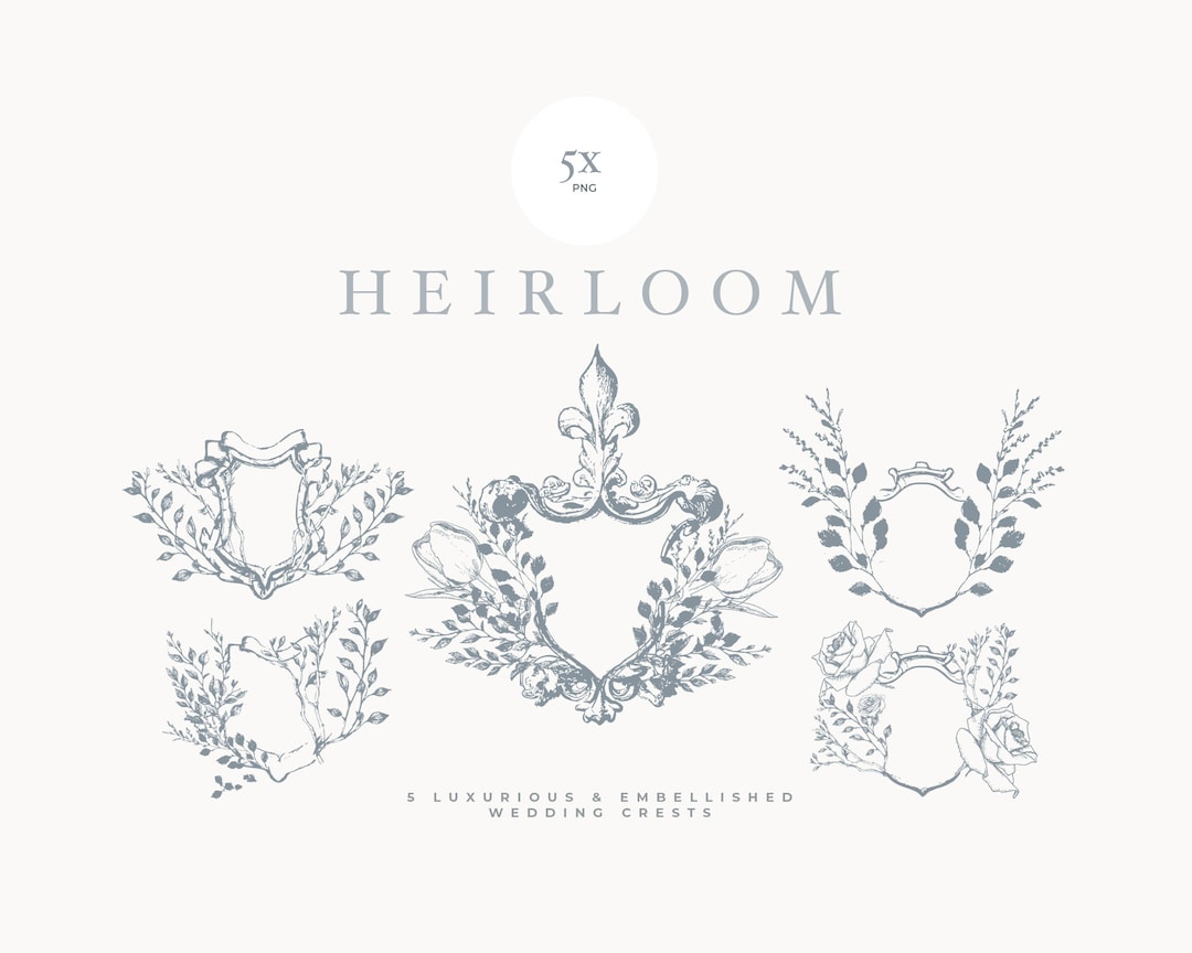 Vintage Engraved Floral Crest PNG - Floral Wedding Crest Clipart ...