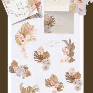 Boho Blush Wedding Watercolor Set Bohemian Wedding - Etsy