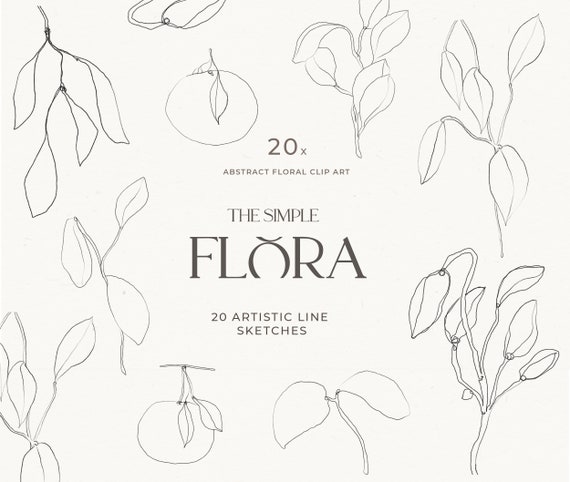 Hand Drawn Floral Line Art Abstract Floral Clip Art Abstract - Etsy