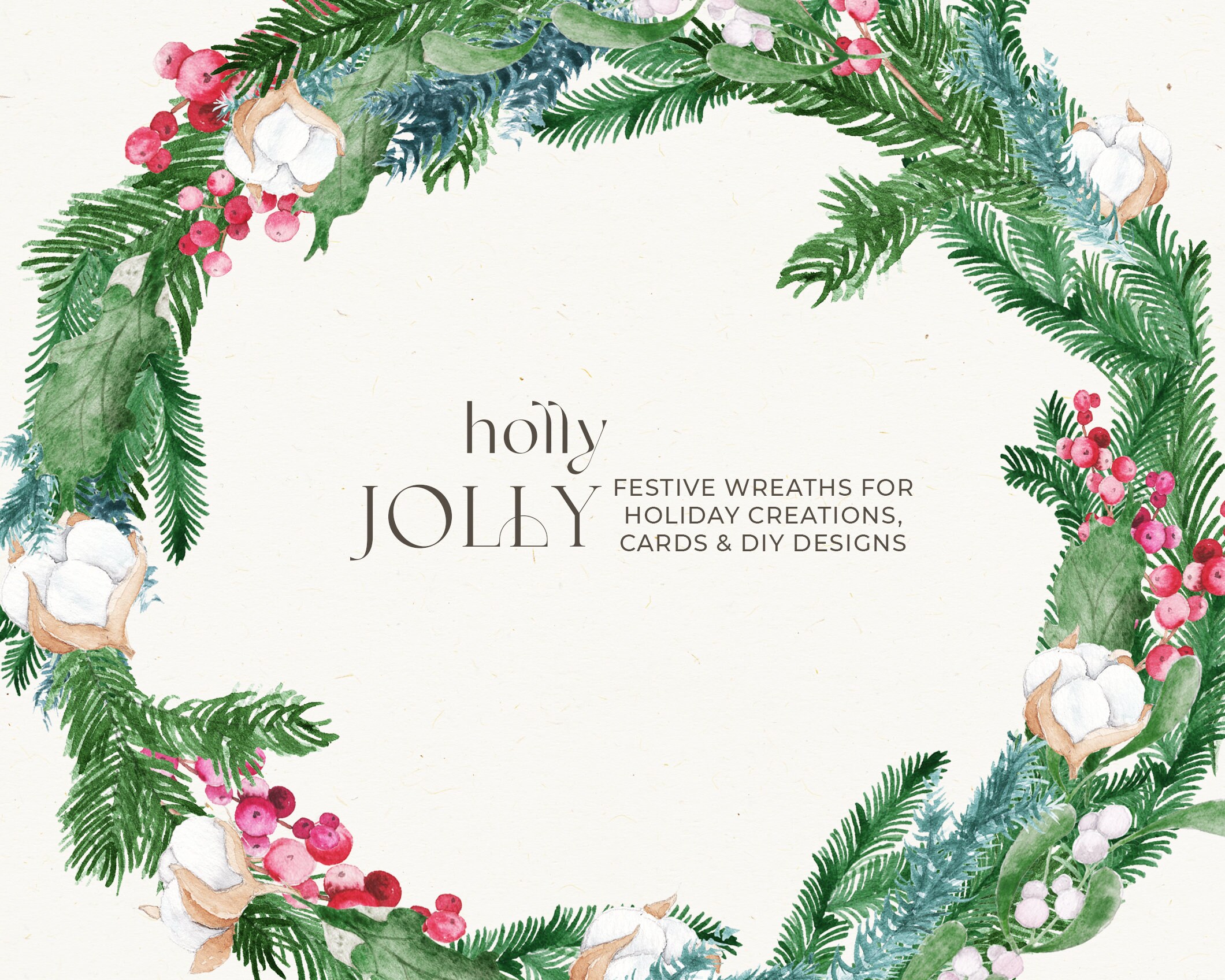 Christmas Watercolor Wreath Christmas Clipart Wreath - Etsy