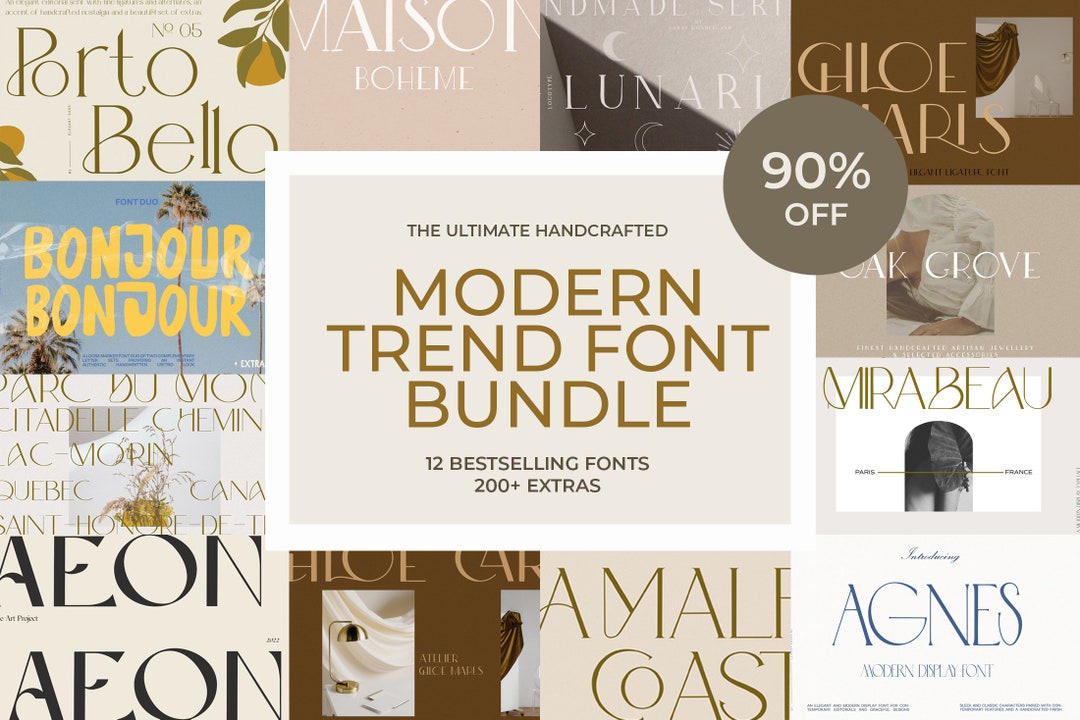 Hand Lettered Font Bundle, Handmade Font Bundle, Modern Handwritten ...