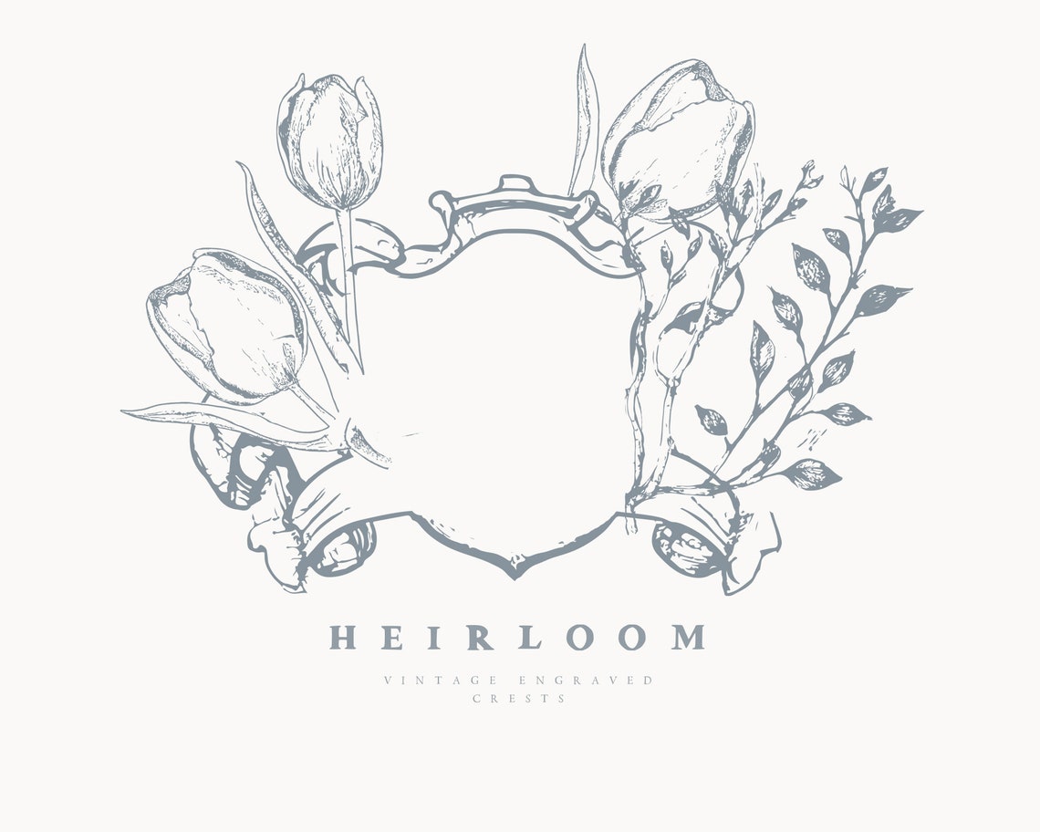 Vintage Engraved Floral Crest PNG - Floral Wedding Crest Clipart ...
