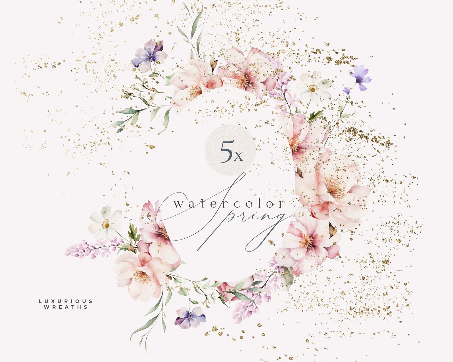 Spring Flower Watercolor Clip Art Watercolor Wedding Invitation DIY ...