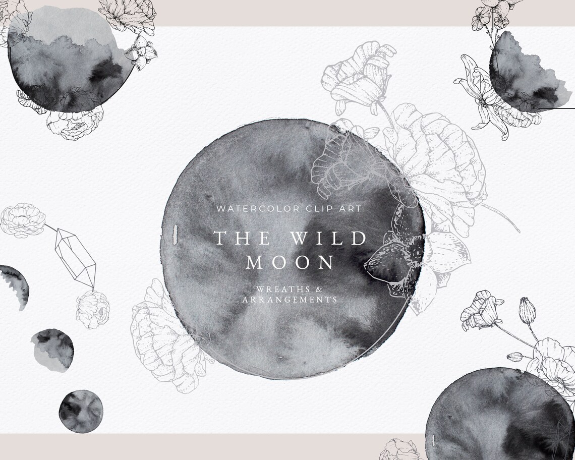 Mystic Watercolor Clip Art Lunar Eclipse Watercolor Mystic - Etsy