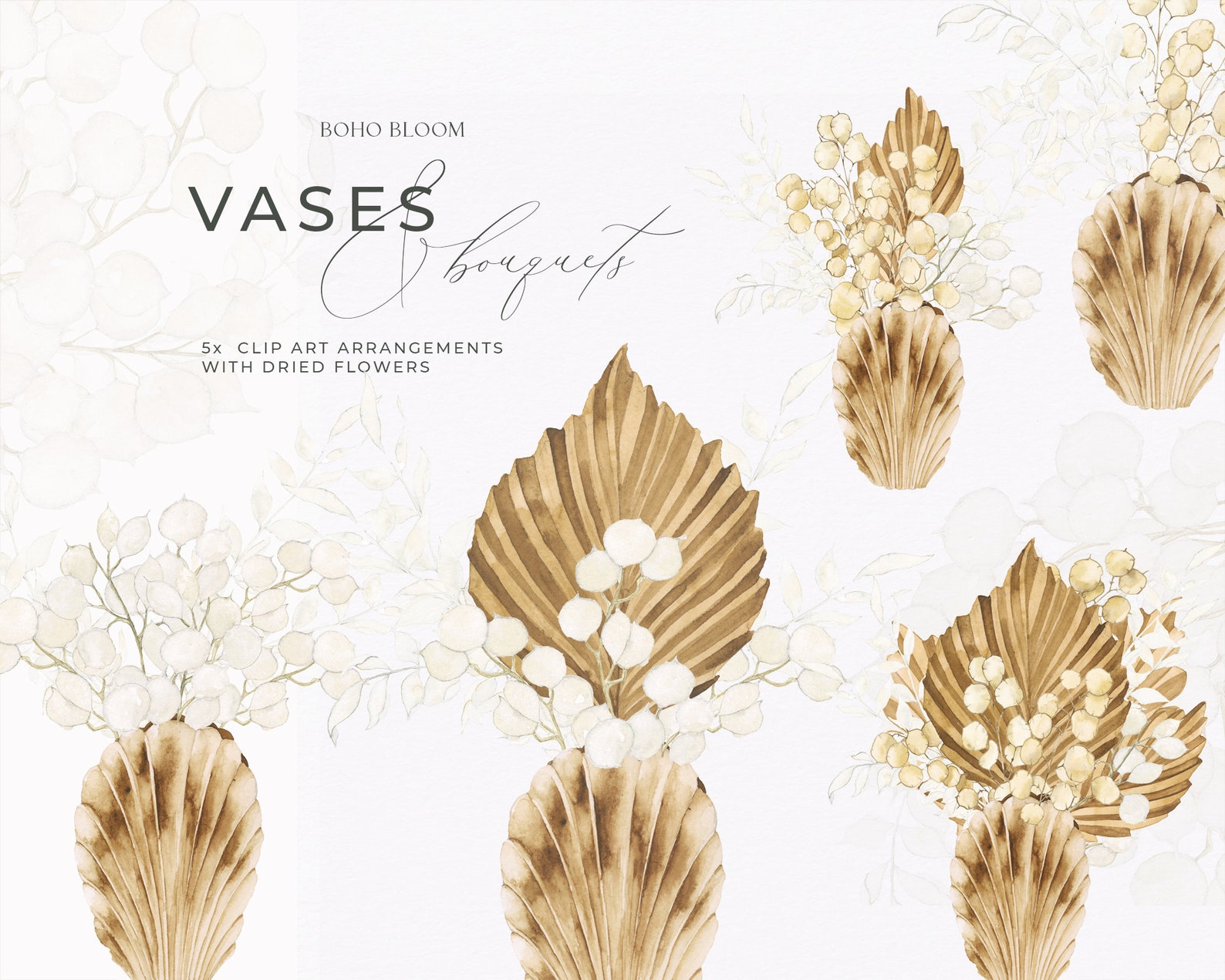 Dried Flower Clip Art Boho Flower Clip Art Floral Wedding | Etsy