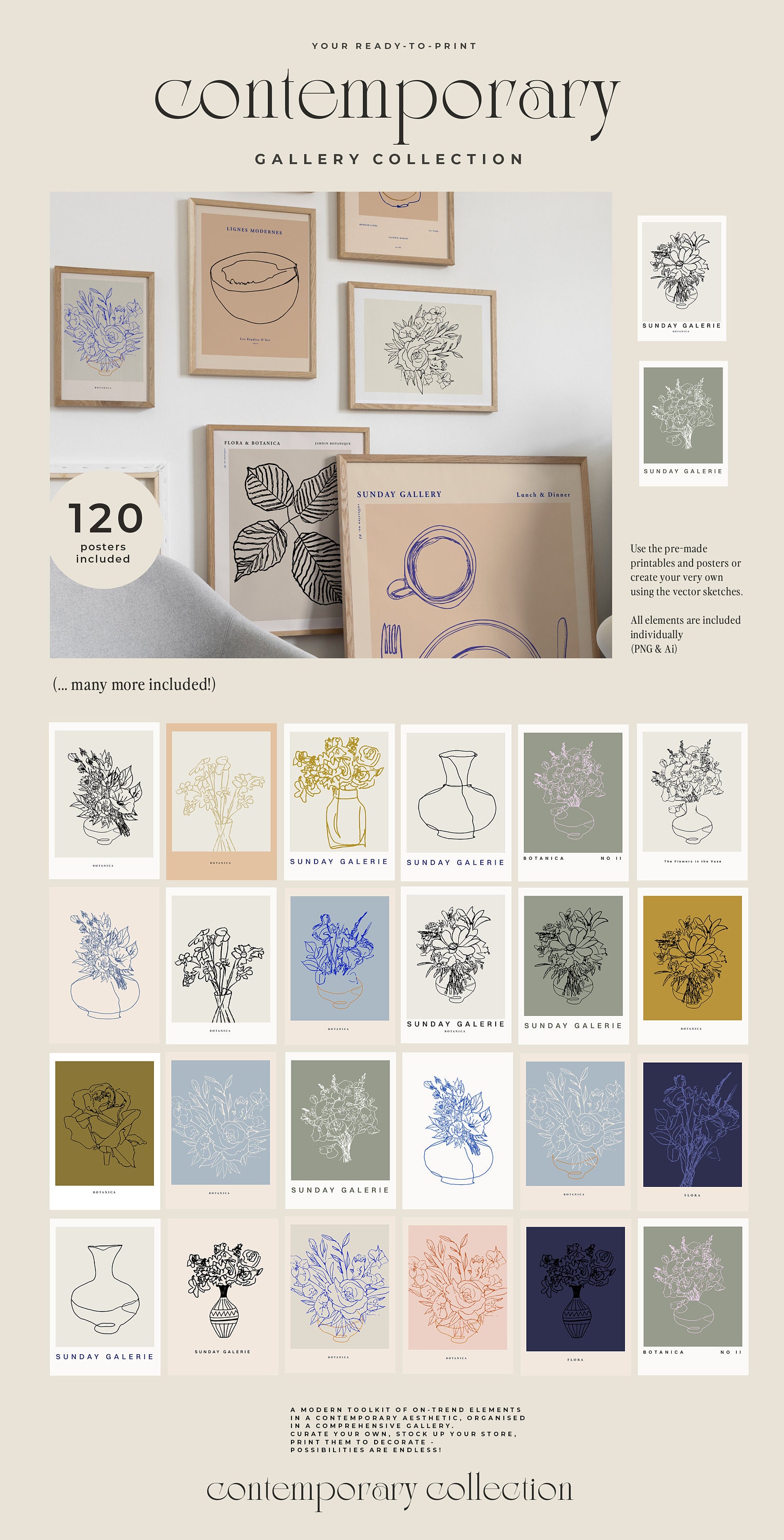 Modern Line Art Bundle PNG Contemporary Line Art - Etsy