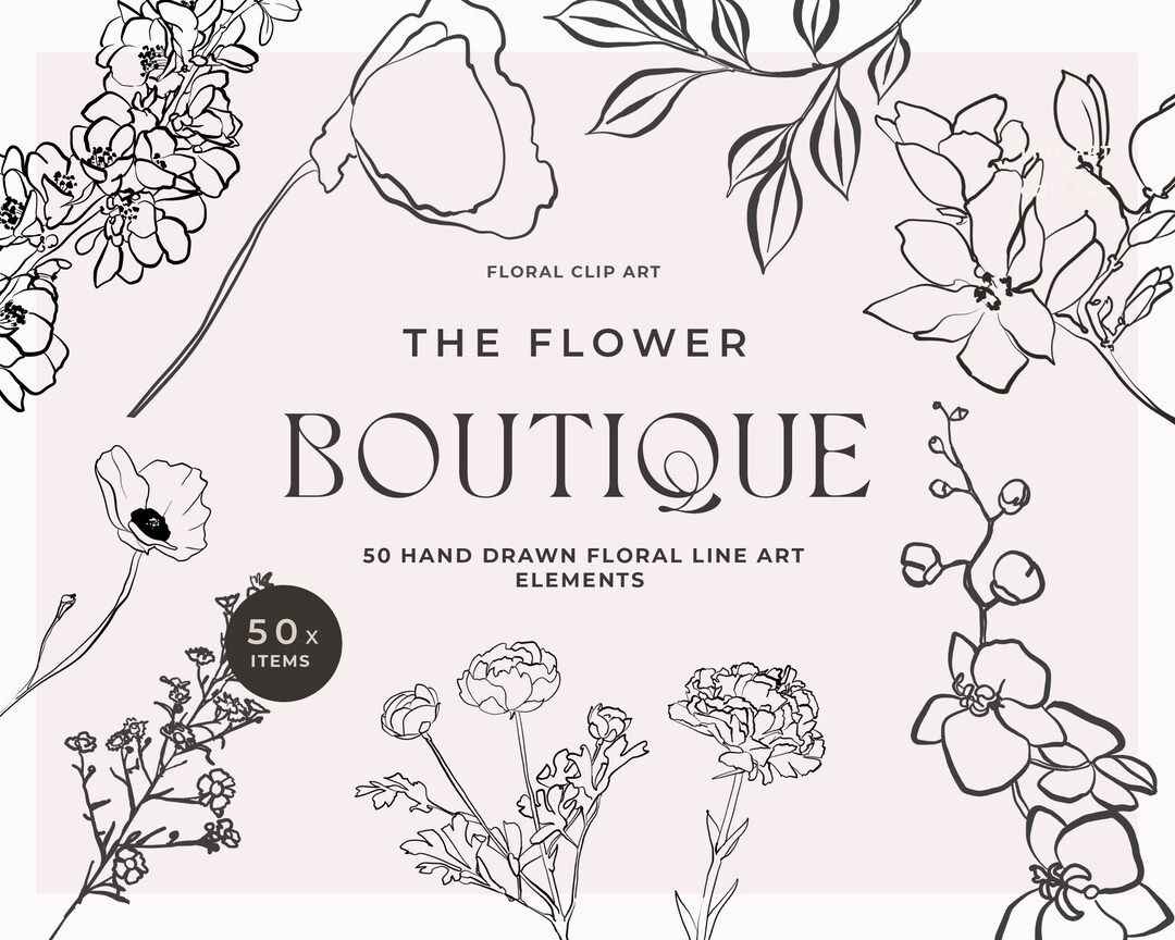 Floral Line Art Fine Art Flower Illustration Floral Line Drawing Fine ...