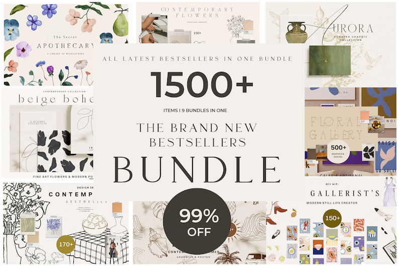 Clip Art & Font Whole Shop Bundle - Print Mega Bundle - Watercolor ...