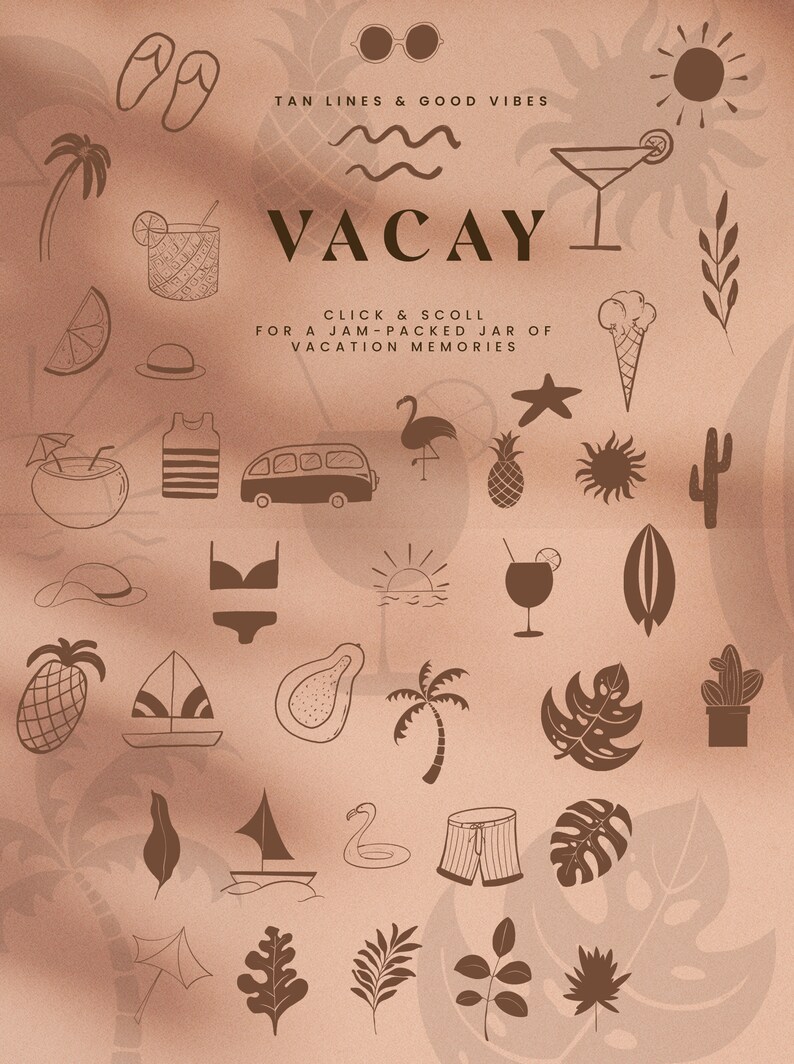 Abstract Summer Clip Art - Summer Line Art Illustration - Abstract ...
