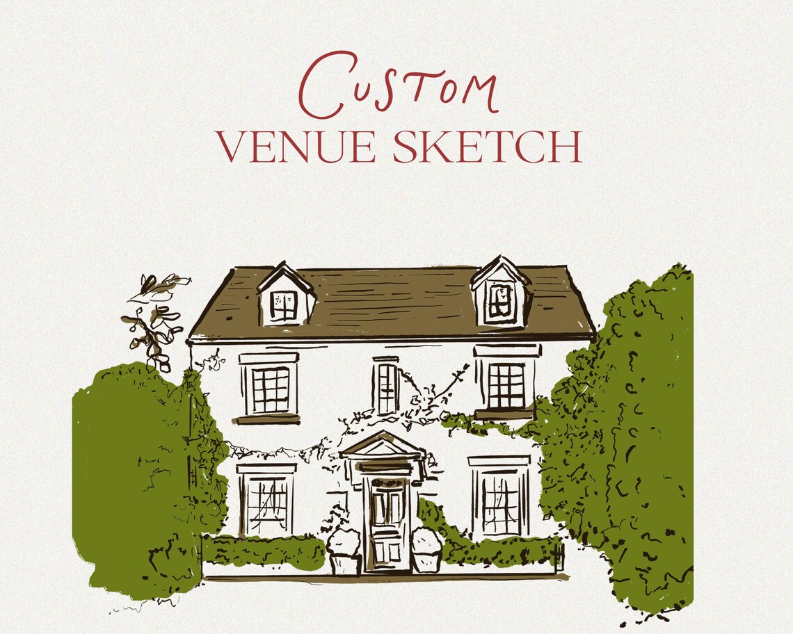 Custom Wedding Venue Illustration - Wedding Invitation Sketch - Hand ...