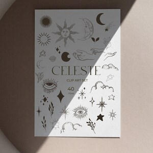 Celestial Spiritual Line Art Clip Art, Celestial Illustration, Fine Art ...