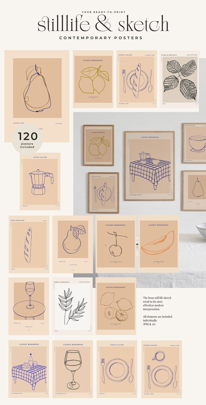 Modern Line Art Bundle PNG Contemporary Line Art - Etsy