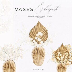 Dried Flower Clip Art - Boho Flower Clip Art - Floral Wedding Clipart ...