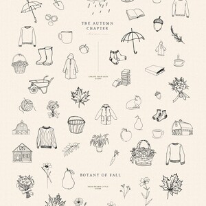 Autumn Line Art Illustration Hand Drawn Fall Clipart Rustic Autumn Clip ...