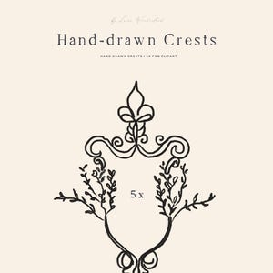 Hand Drawn Crest PNG - Floral Hand Drawn Wedding Crest - Handmade ...