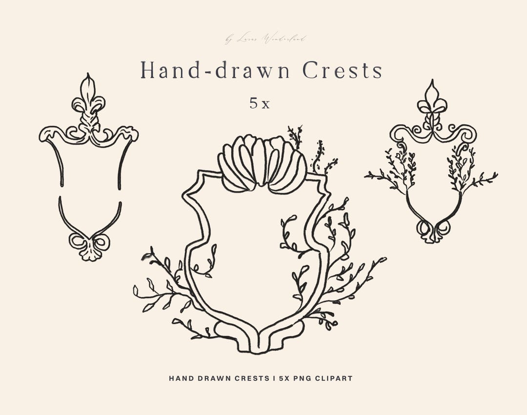 Hand Drawn Crest PNG - Floral Hand Drawn Wedding Crest - Handmade ...