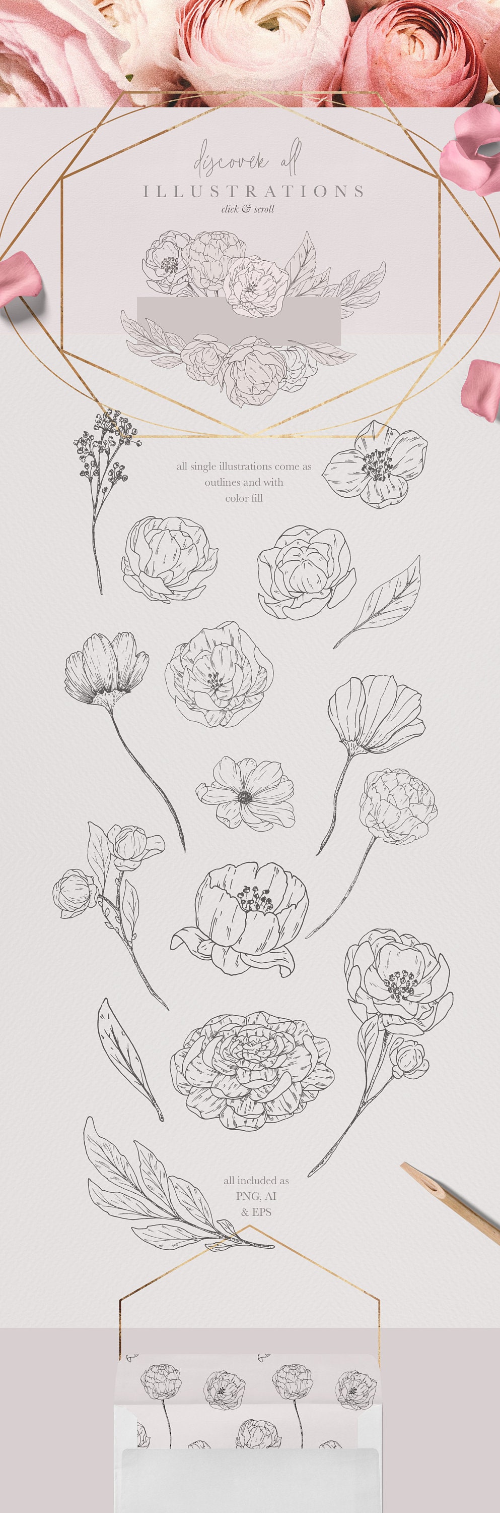 Modern Floral Clip Art