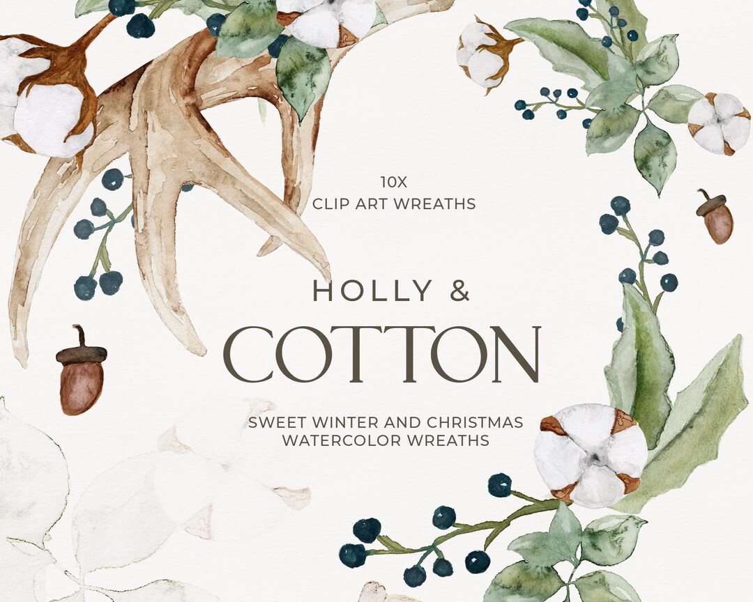 Winter Watercolor Clipart Christmas Greenery Watercolor Wreath ...