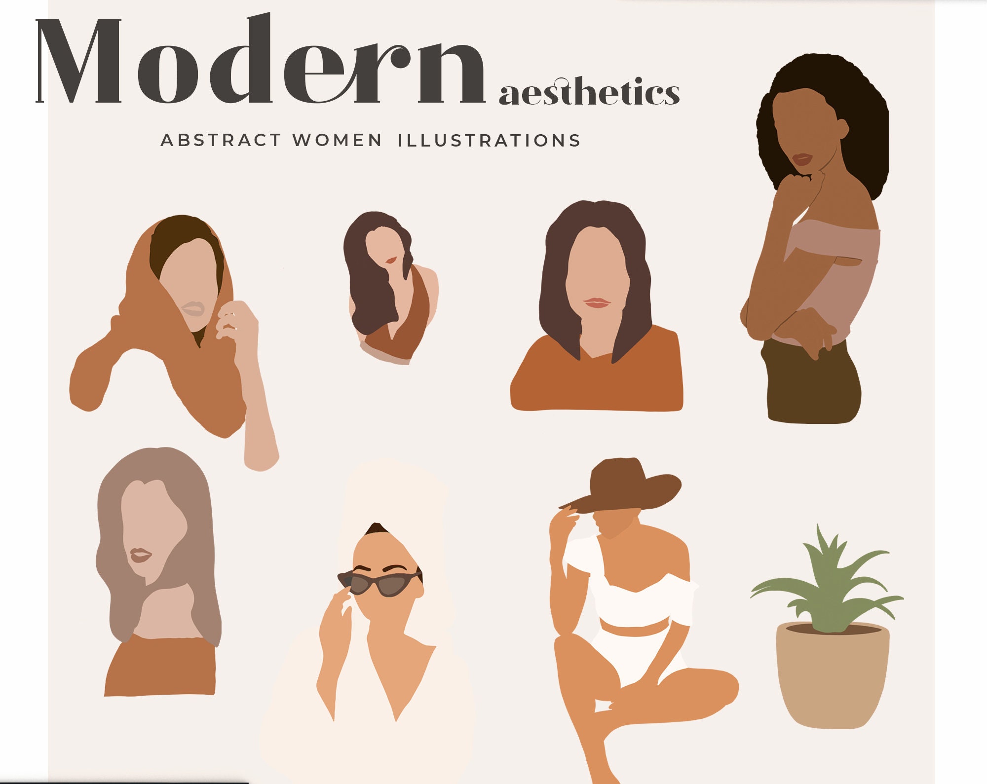 Abstract Women Illustration Abstract Female Feminine | Etsy