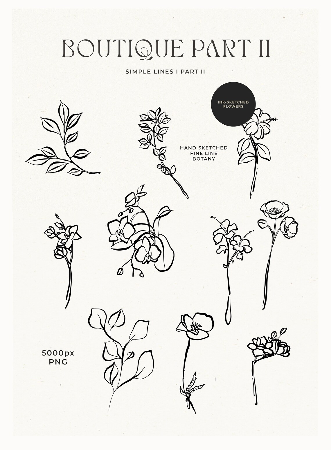 Floral Line Art Fine Art Flower Illustration Floral Line | Etsy