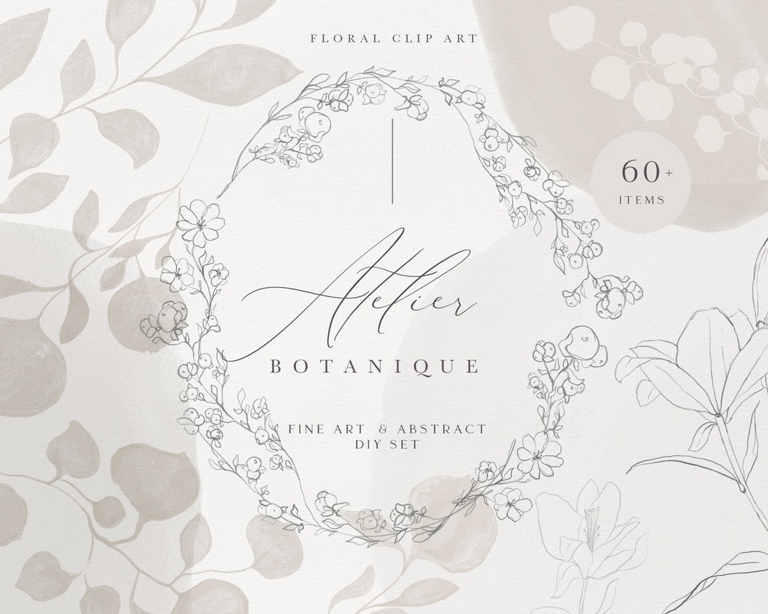 Fine Art Floral Clip Art - Floral Line Art Illustration - Pencil Sketch ...