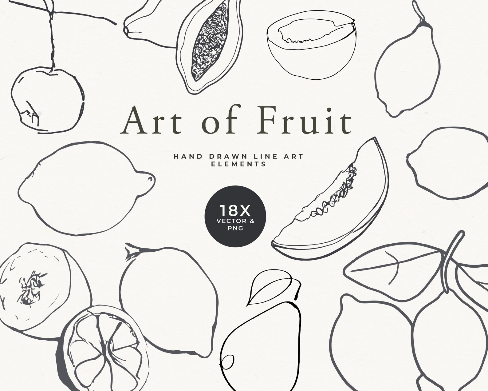 Modern Abstract Fruit Clip Art Abstract Fruit PNG Abstract Fruit Line ...