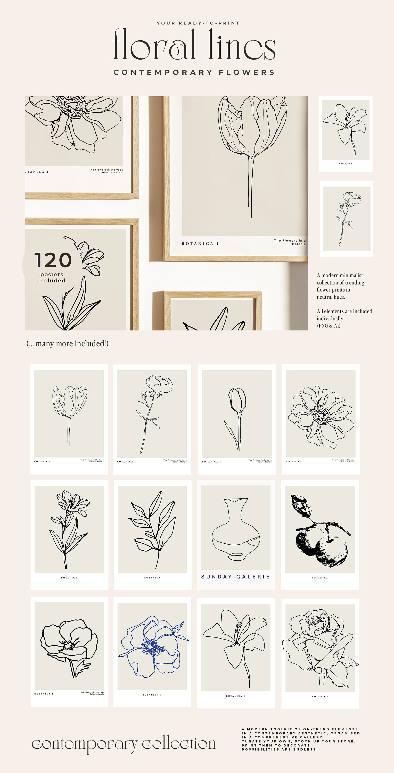 Modern Line Art Bundle PNG Contemporary Line Art - Etsy