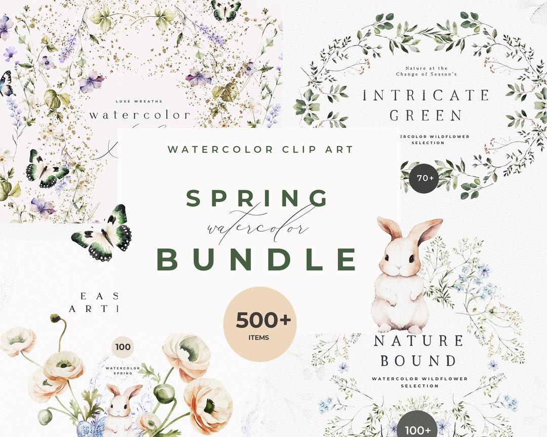 Watercolor Clipart Bundle Watercolor Spring Clipart Bundle Watercolor ...