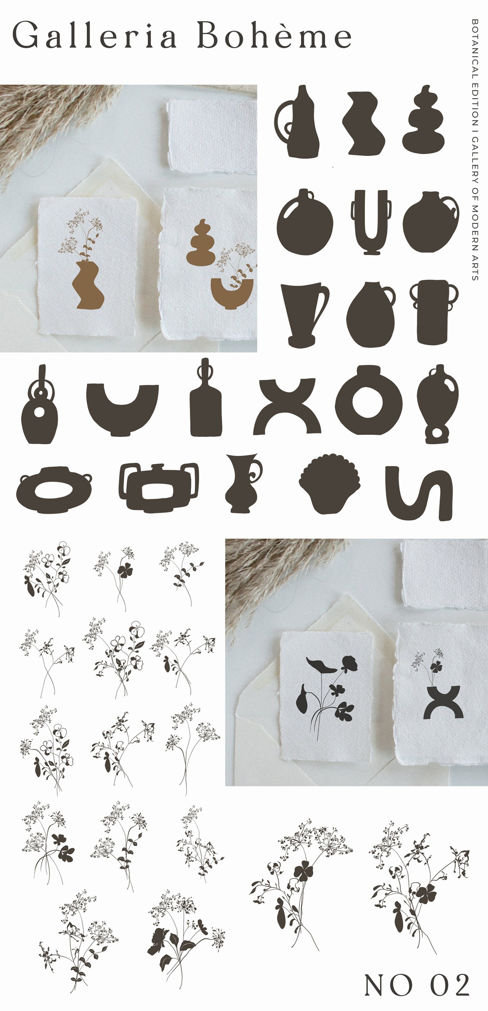 Fine Art Botanical Clip Art Botanical Design Bundle Line - Etsy