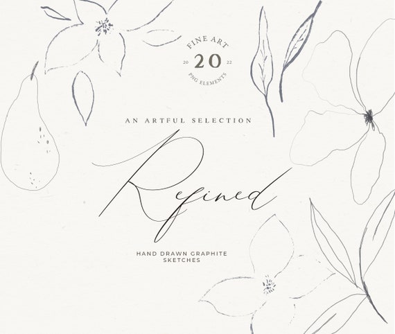 Fine Art Flower Clip Art Loose Sketch Flower Drawing Etsy
