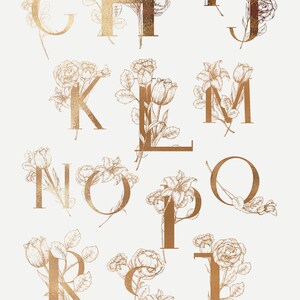 Golden Monogram Letters, Floral Alphabet Clip Art, Gold Foil Letter ...