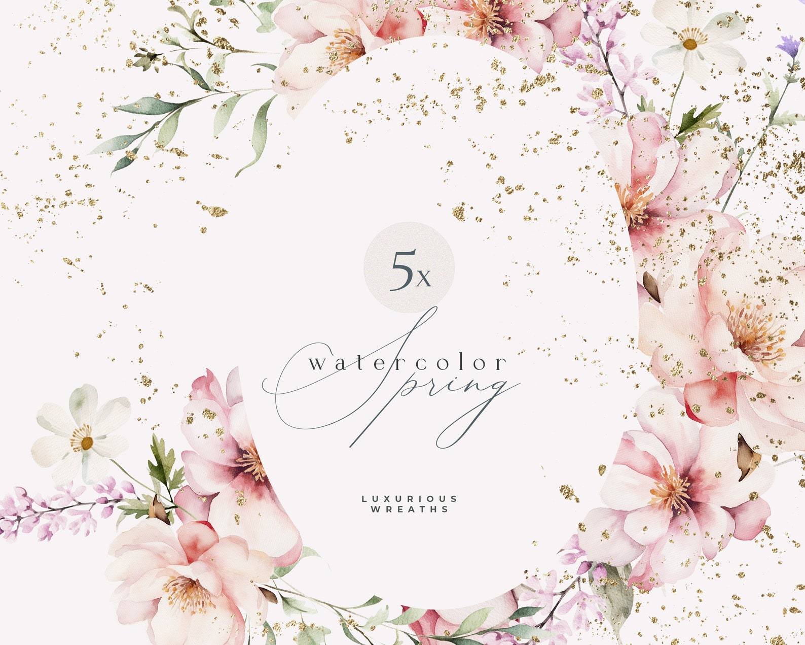 Spring Flower Watercolor Clip Art - Watercolor Wedding Invitation DIY ...