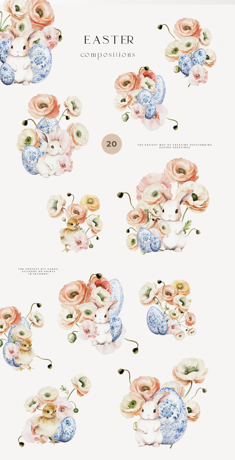 Watercolor Easter Clip Art - Watercolor Easter Bunny - Watercolor ...