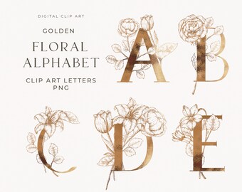 Gold Floral Letters - Etsy