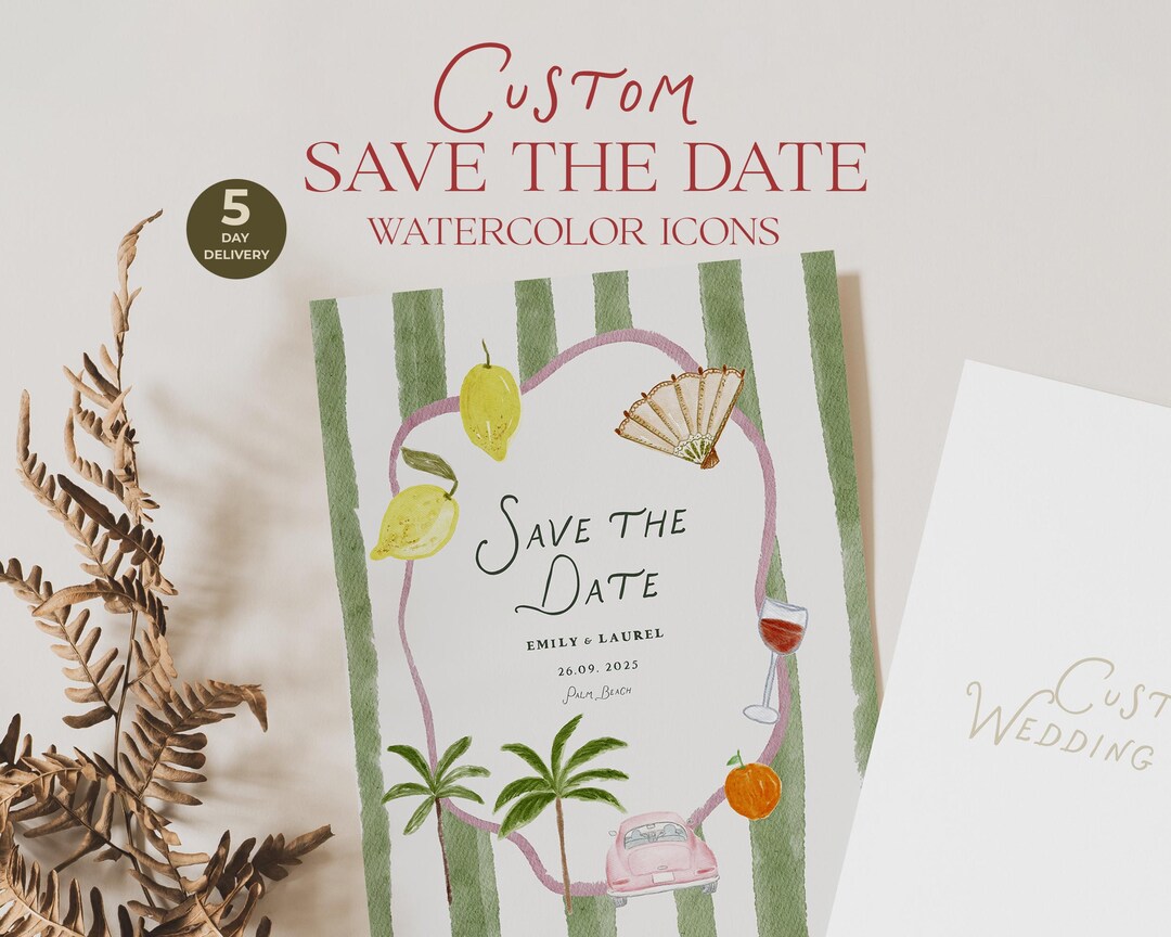 Custom Save the Date Card - Bespoke Wedding Invitation - Hand Drawn ...