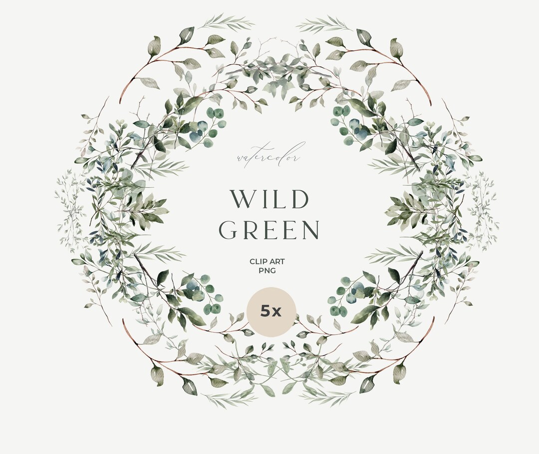 Watercolor Greenery Wreath Bundle Greenery Wreath Clipart Greenery ...