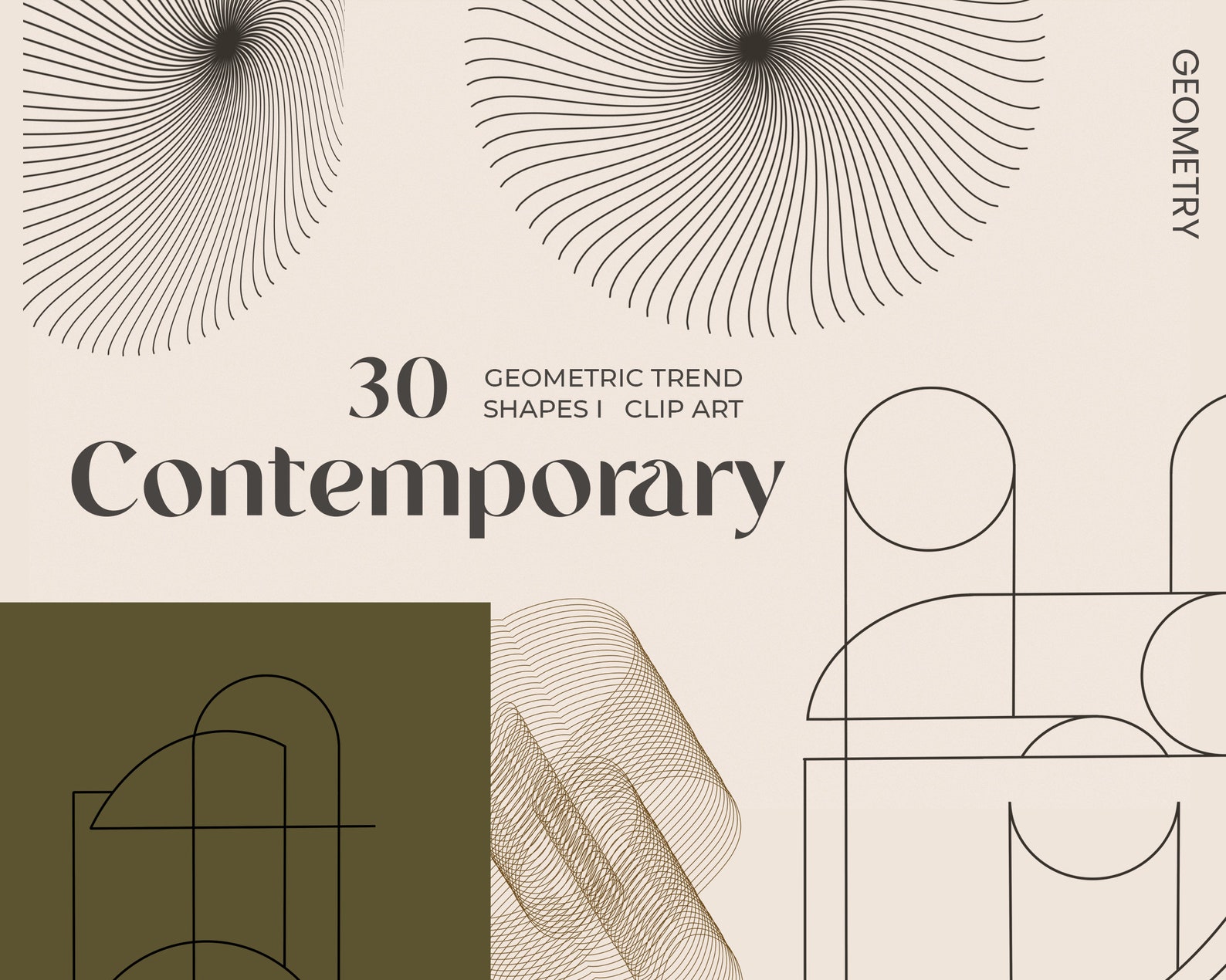 Mid Century Modern Clip Art Retro Design Clip Art 70's - Etsy